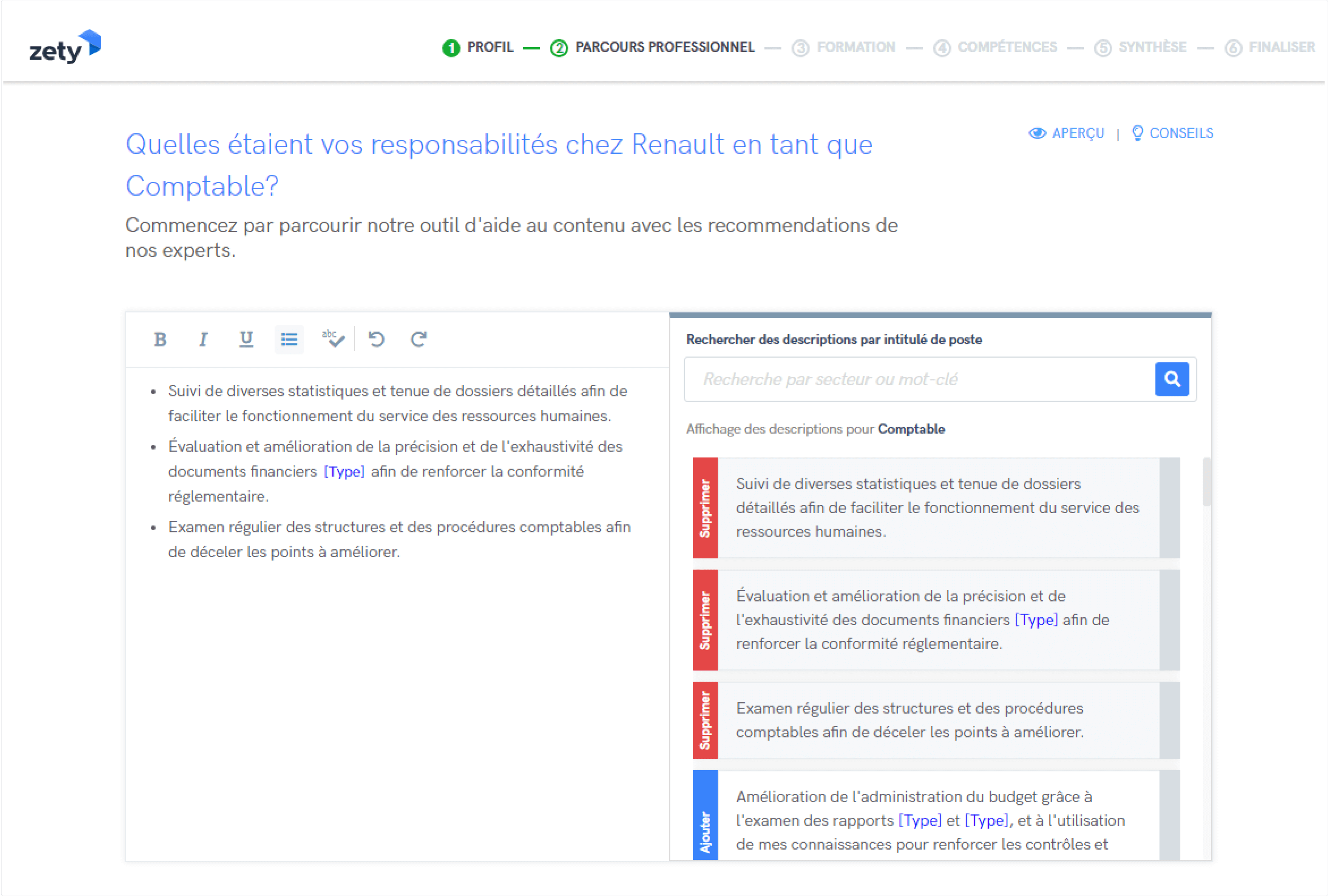 Zety: Créez des CV et lettres de présentation professionnelles