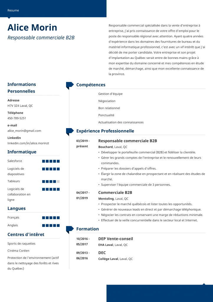 Modèle de CV : 28 exemples à télécharger (Québec 2026)