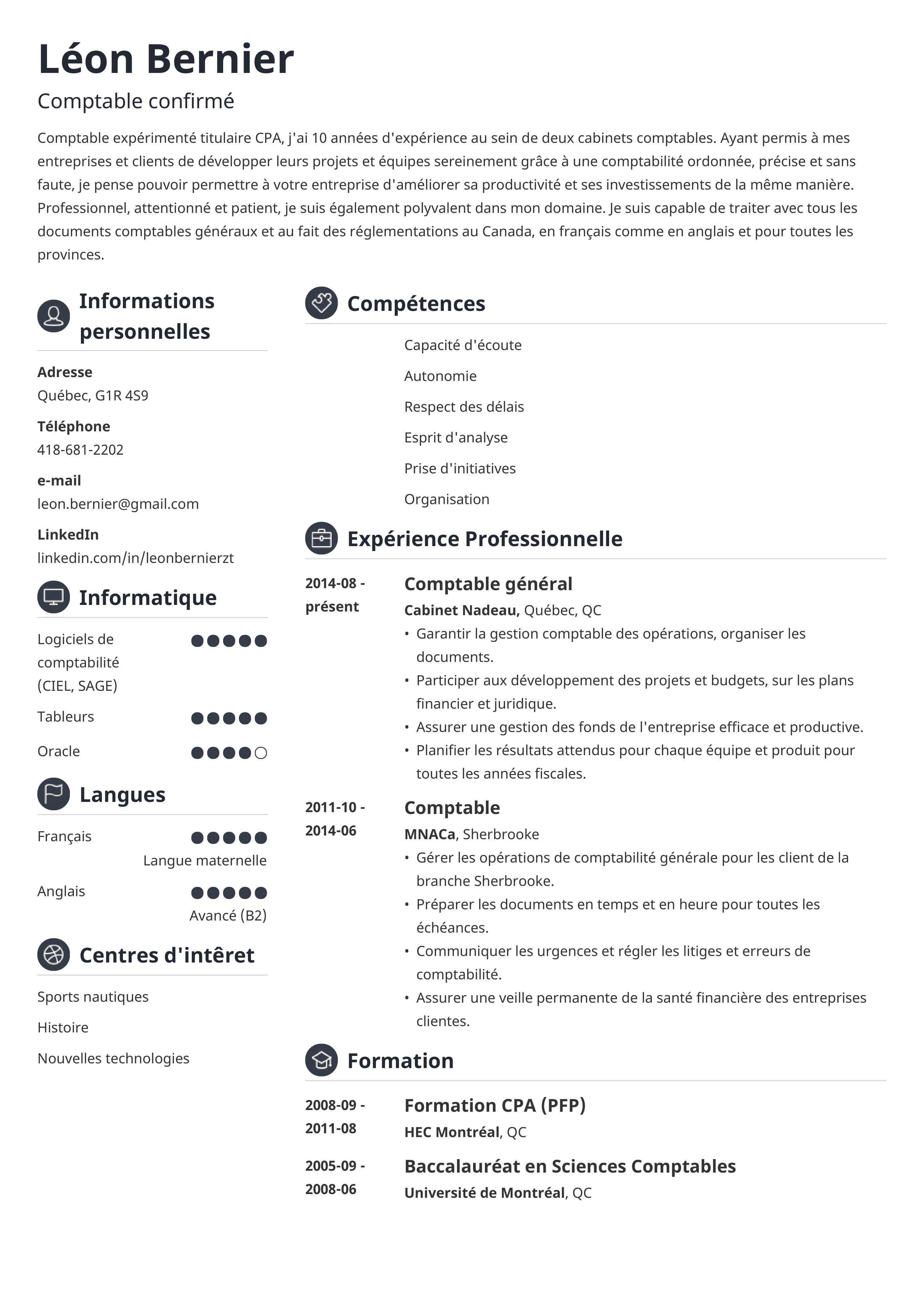 Modèle de CV : 28 exemples à télécharger (Québec 2026)