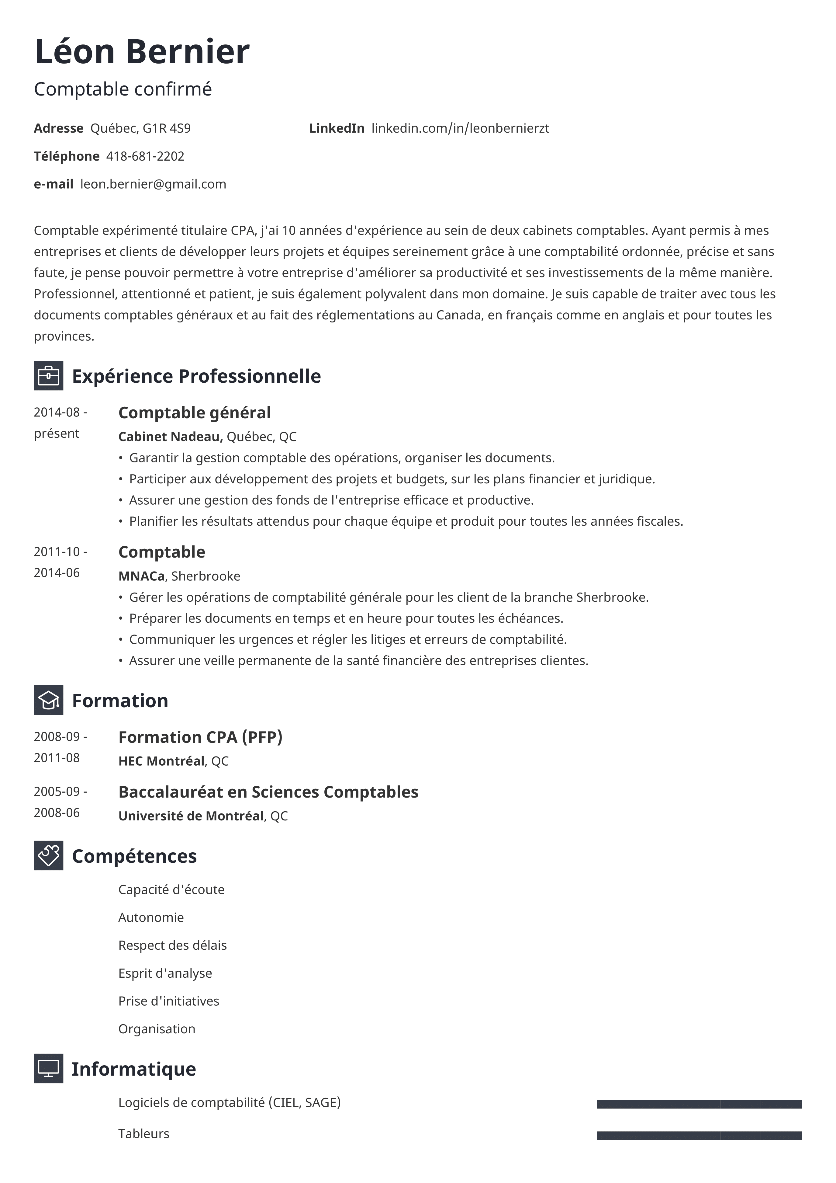 Modèle de CV : 28 exemples à télécharger (Québec 2026)