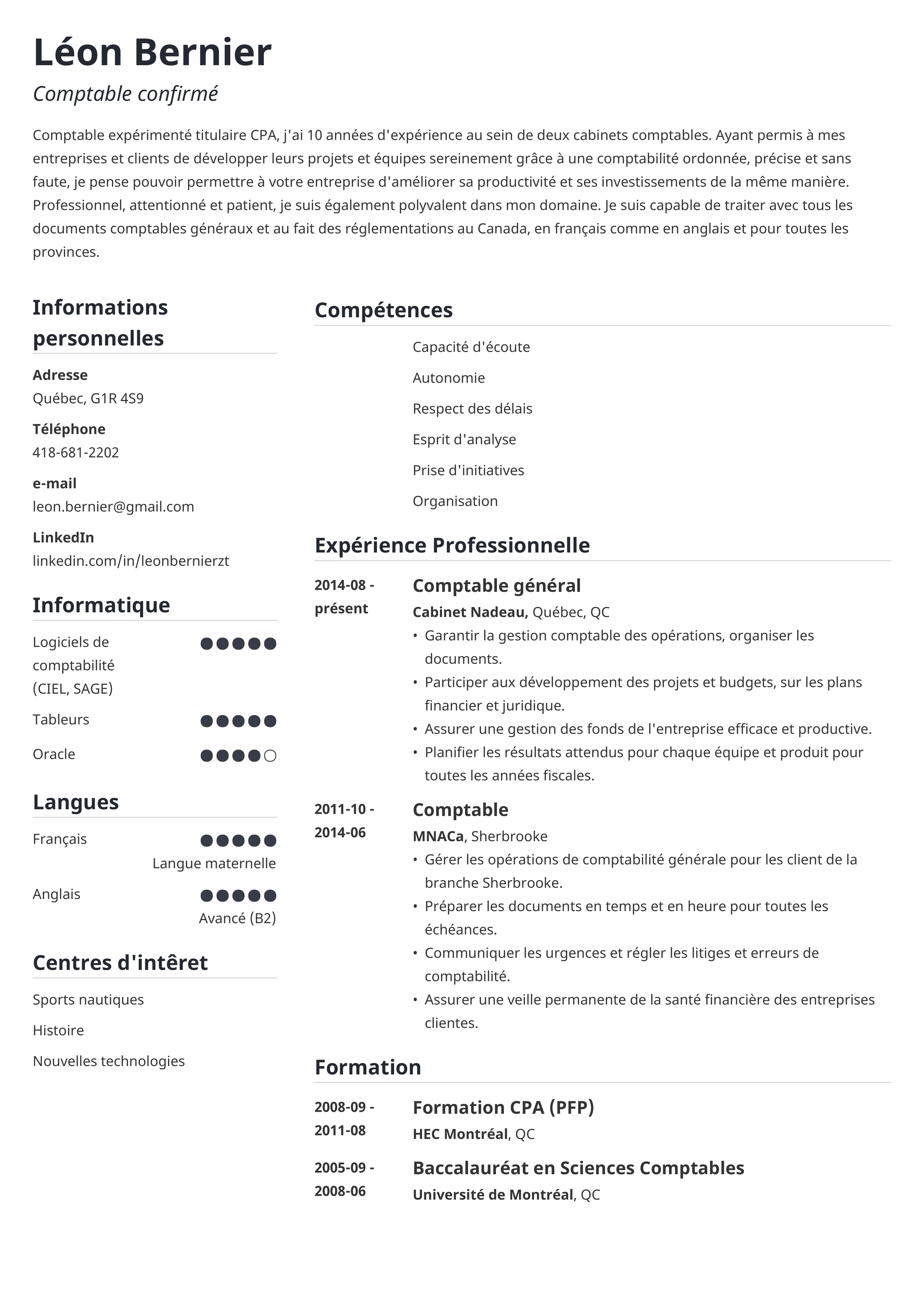 Modèle de CV : 28 exemples à télécharger (Québec 2026)