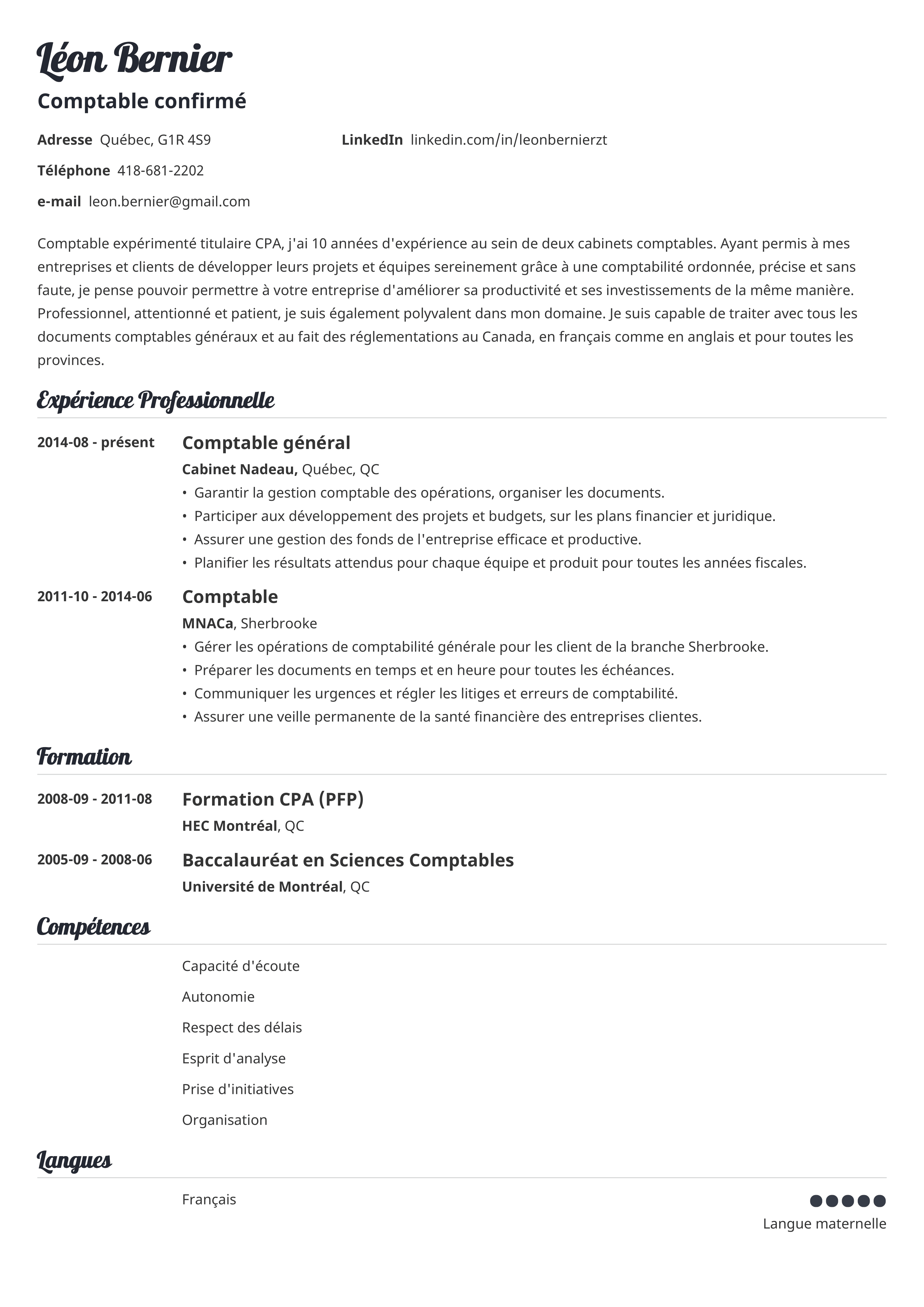 Modèle de CV : 28 exemples à télécharger (Québec 2025)