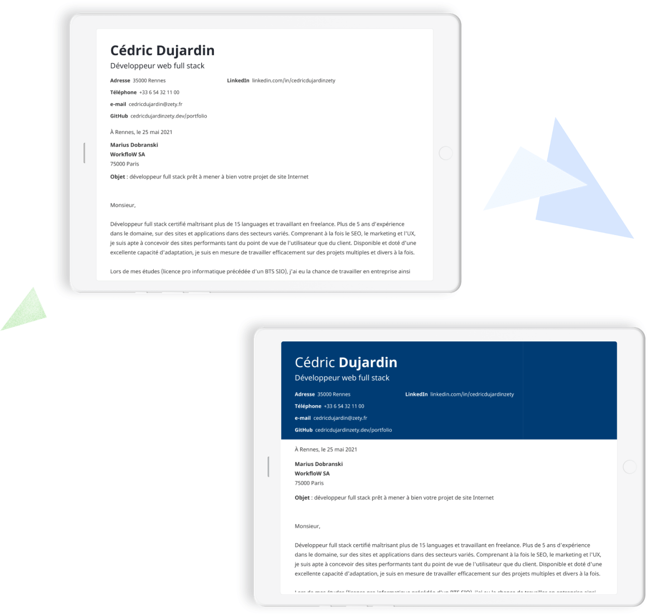 28 modèles de lettre de motivation/présentation en ligne