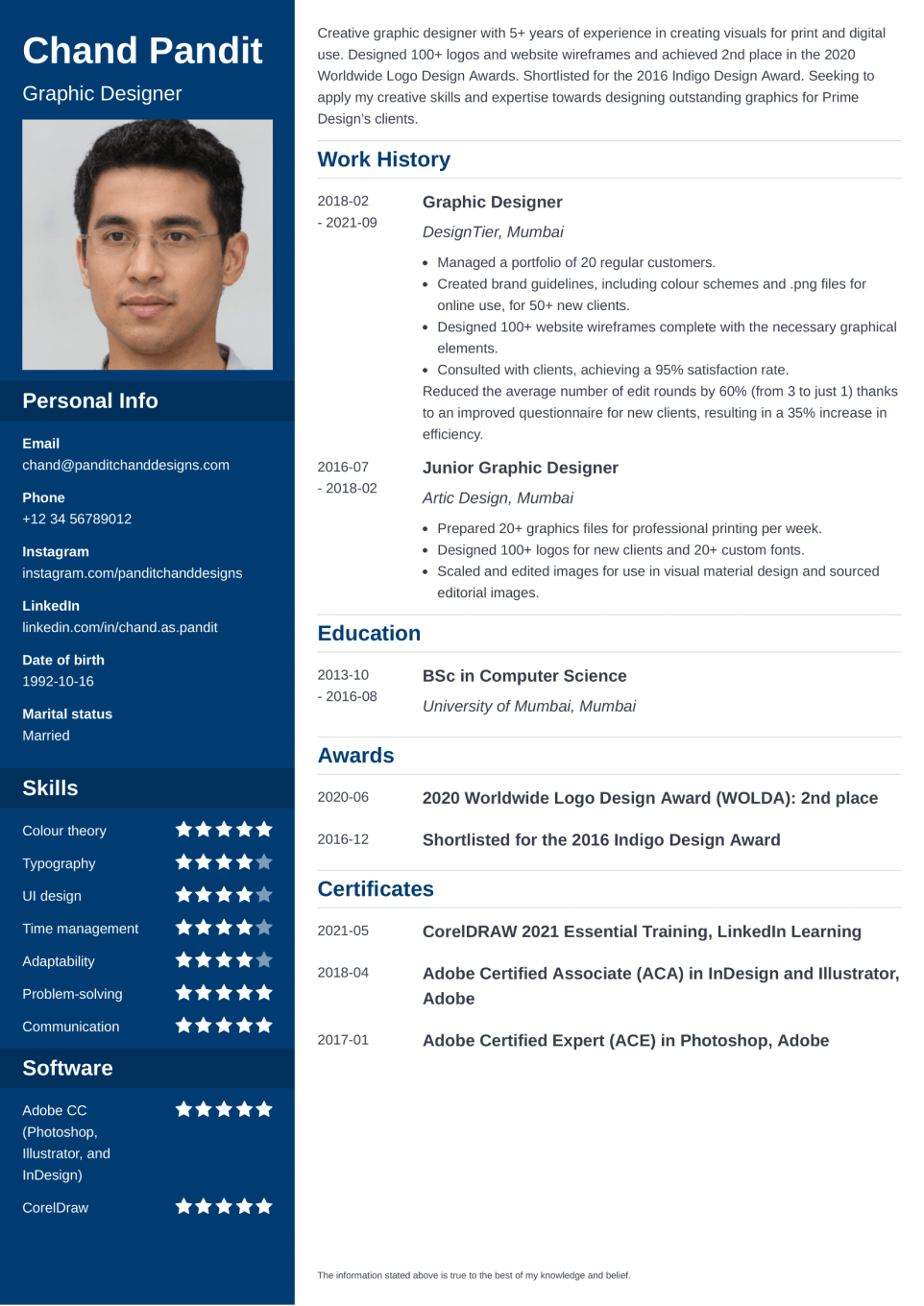 18 Professional CV Templates To Download PDF Word Format 