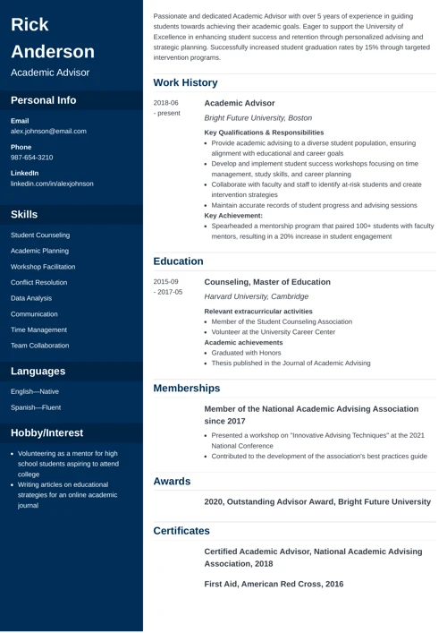 Academic Advisor Resume: Samples and Writing Guide