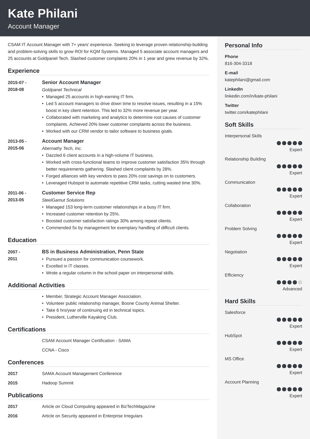20 Account Manager Resume Examples Templates For 2023