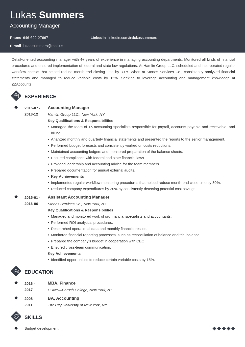 Accounting Manager Resume Sample Guide 20 Tips 