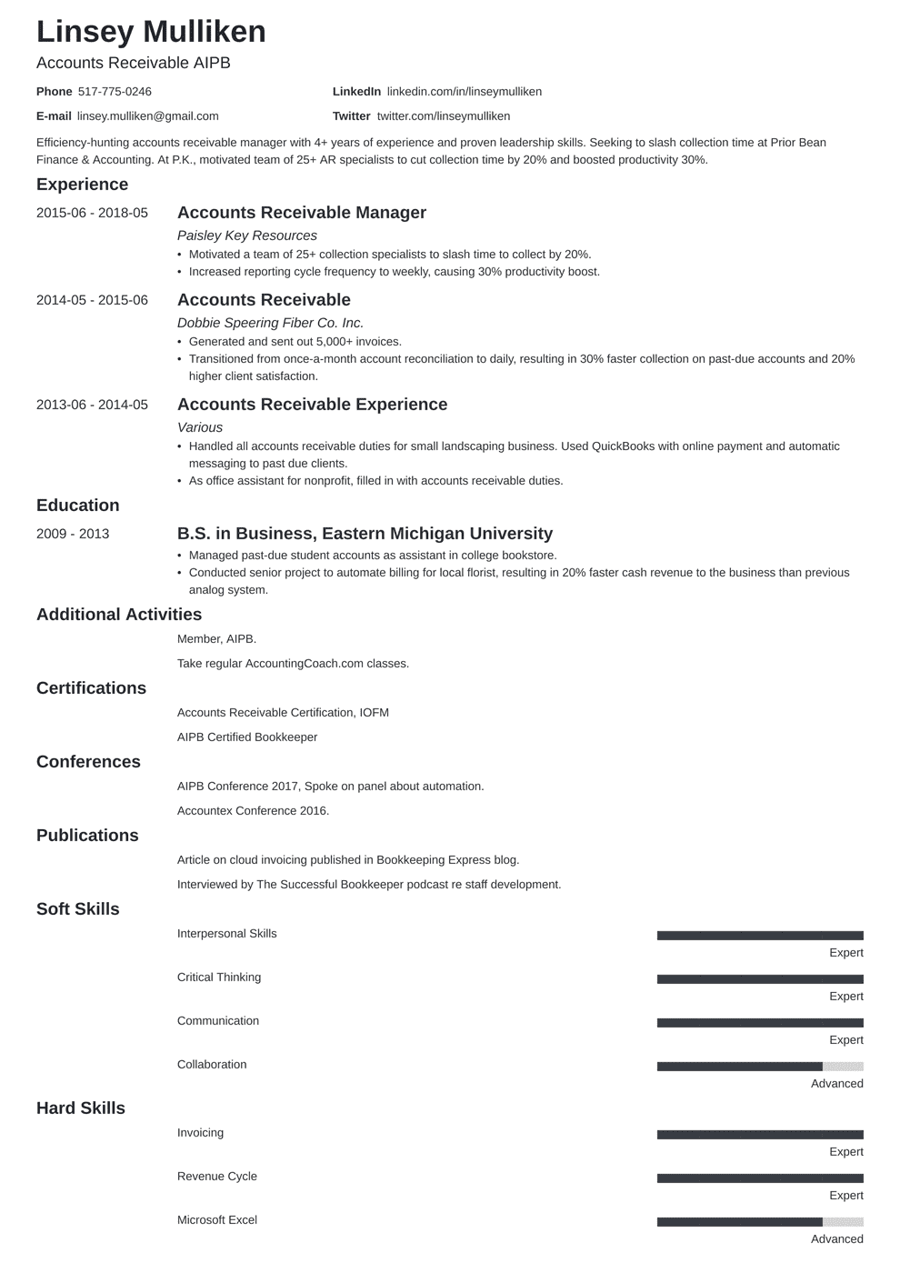 Accounts Receivable Resume Samples 20 AR Examples 