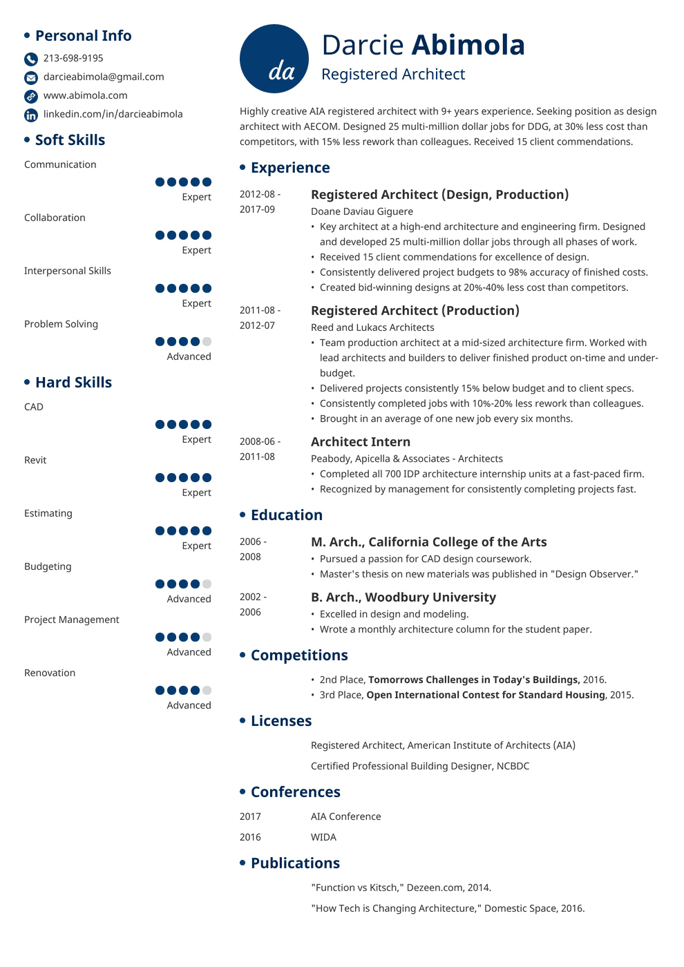 Architecture Resume Examples Template For 2024
