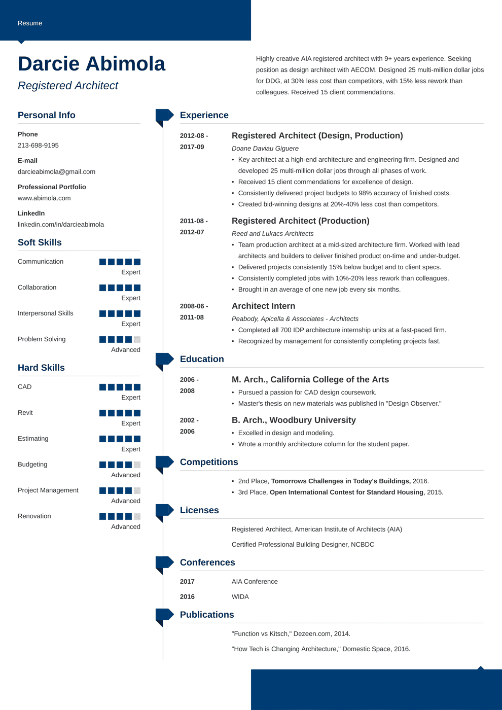 Architecture Resume Examples Template For 2024