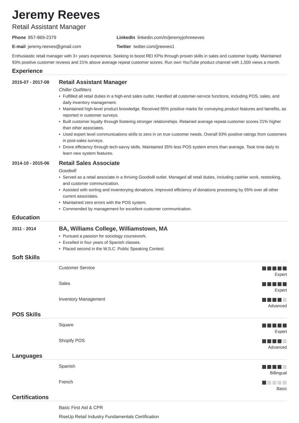 Assistant Manager Resume Sample Job Description Skills 