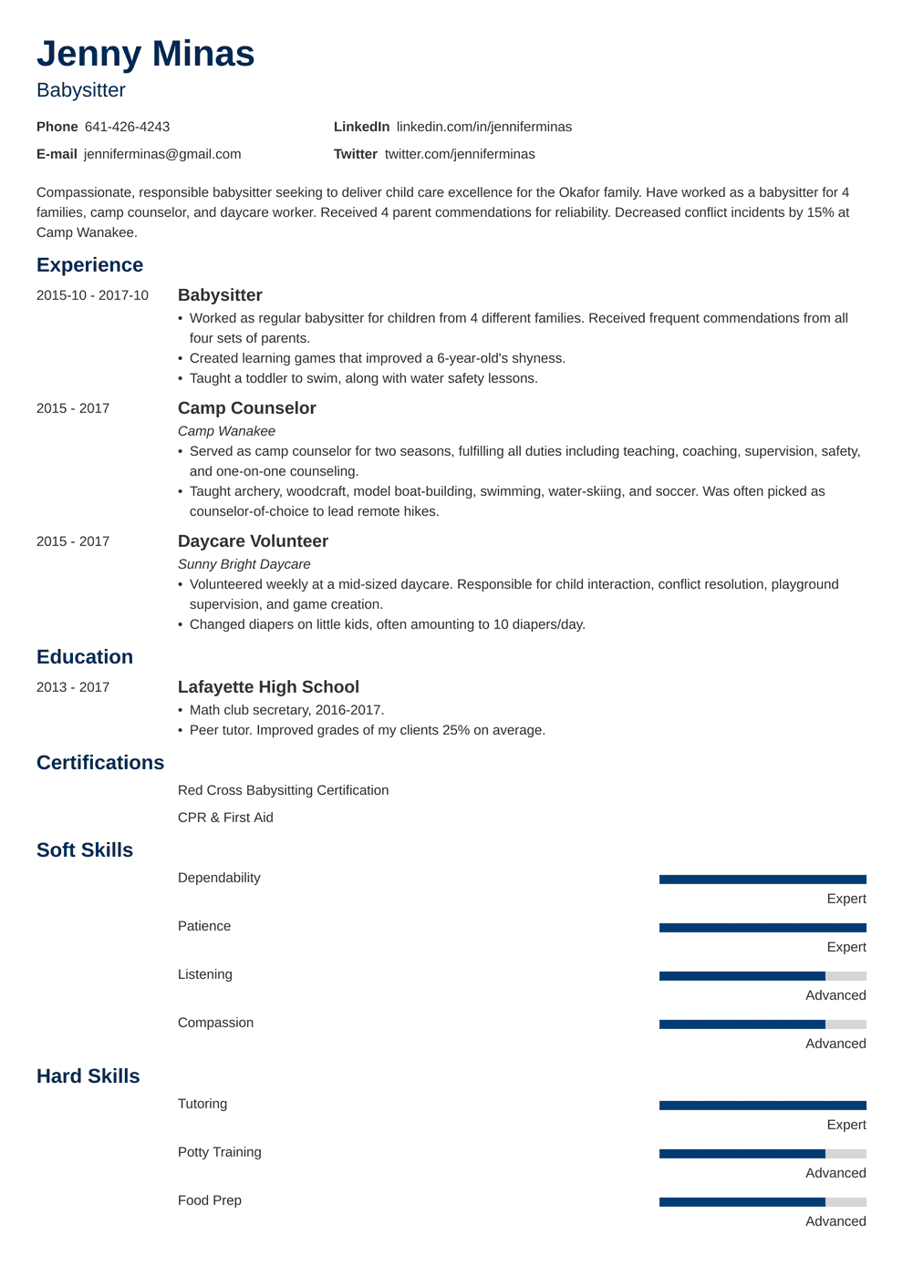 Babysitter Resume Examples Objective Tips 2024 