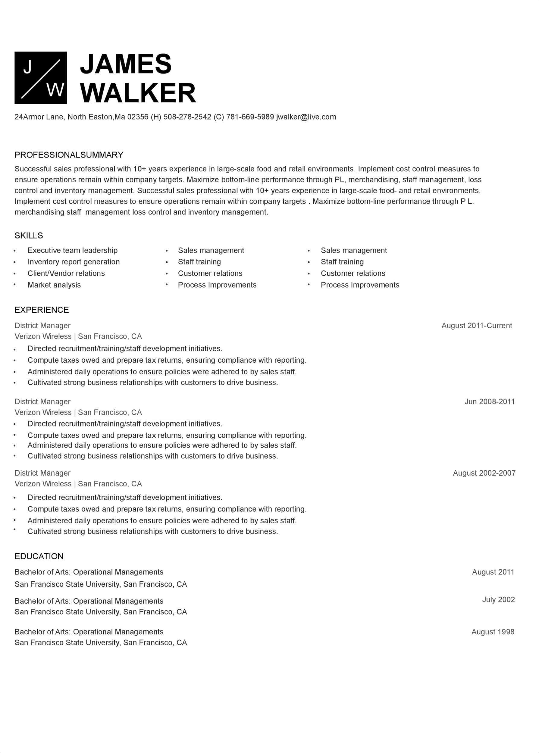 Resume Builder Free Printable