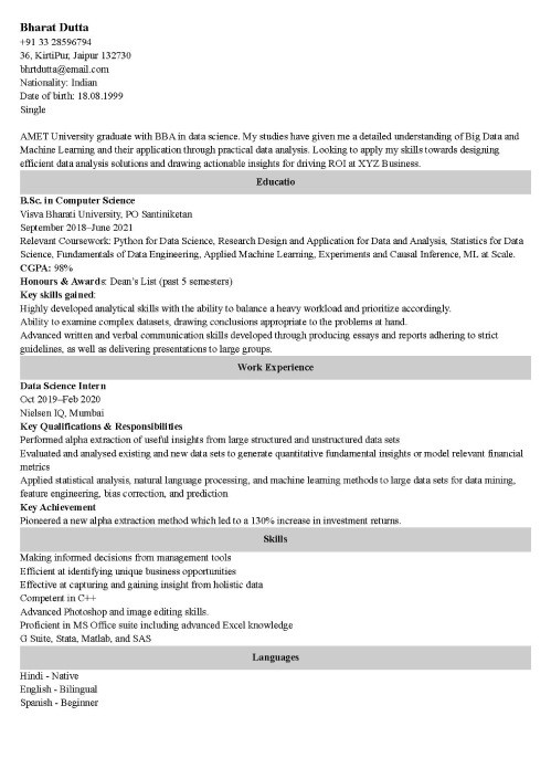 Resume For Freshers How To Make Objective Sample
