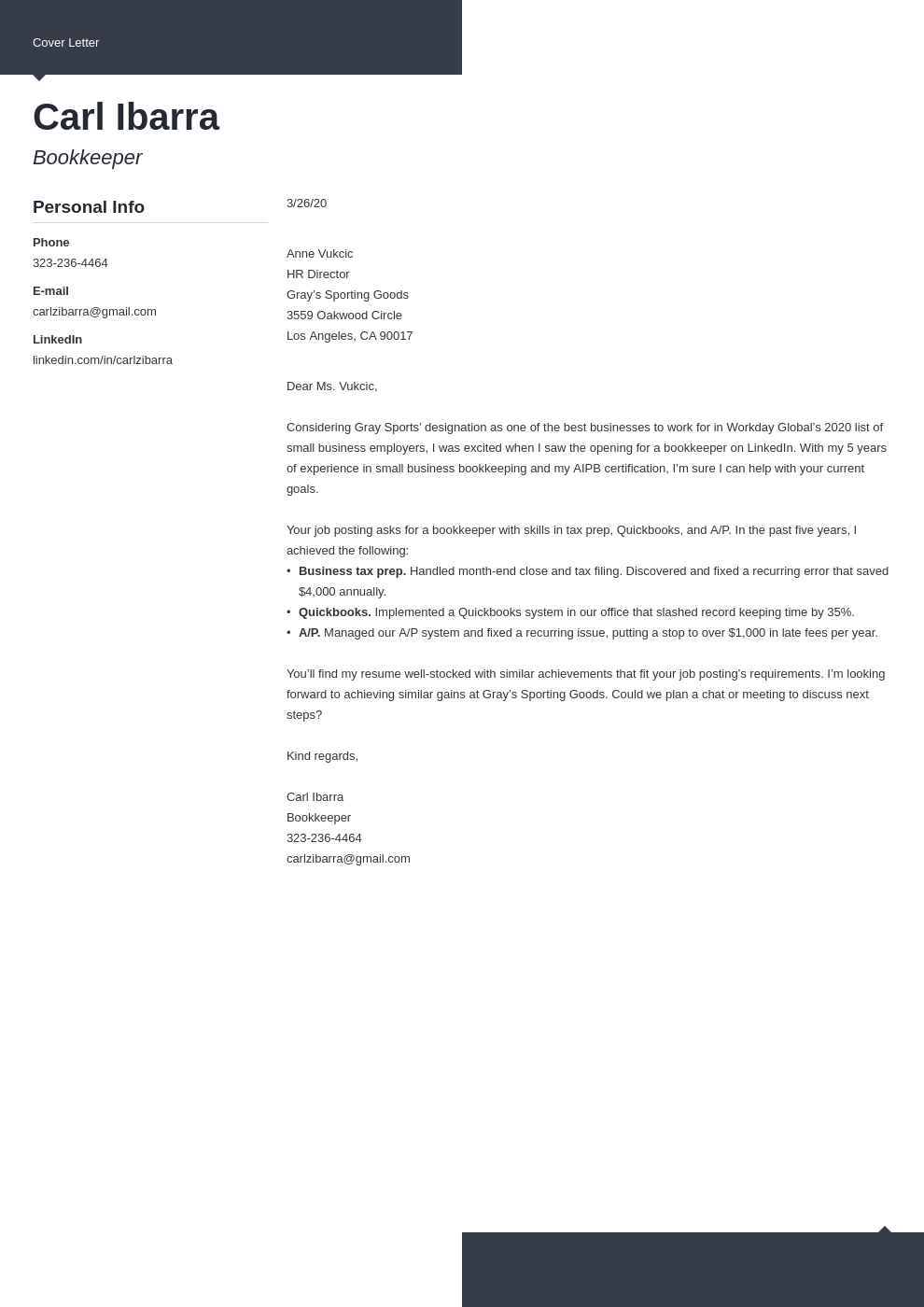 Bookkeeper Cover Letter Sample Format Writing Guide