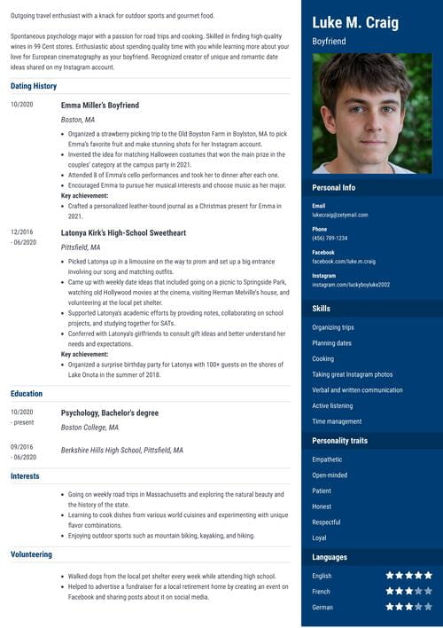 Boyfriend Resume Why Do You Need It Template 