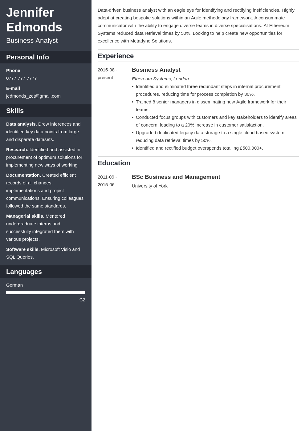 Business Analyst CV: Example and How to Write [20+ Tips]