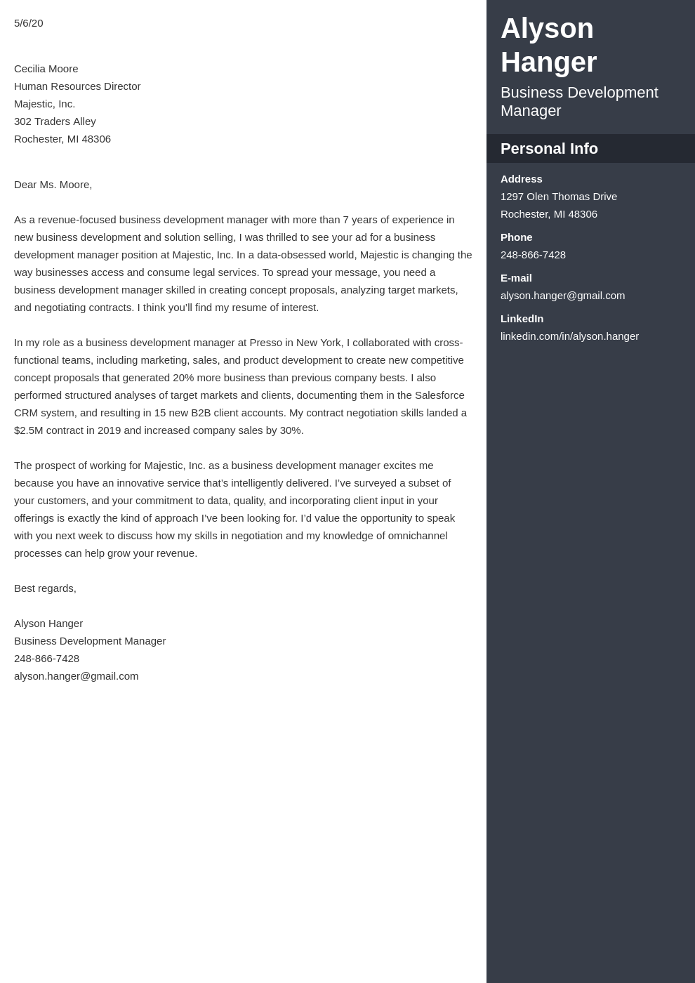 Business Development Cover Letter Examples Guide