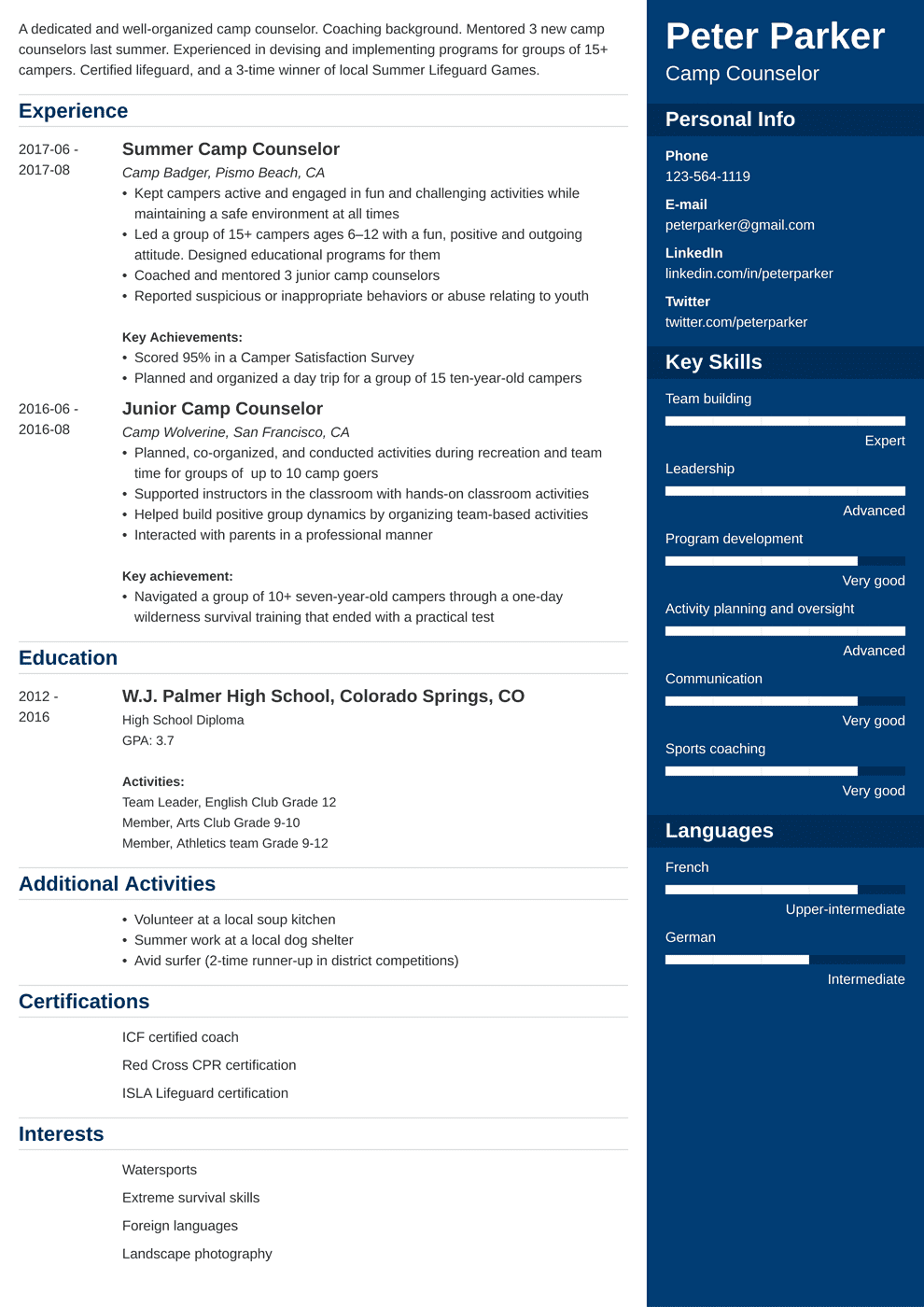 Camp Counselor Resume Examples & Writing Guide [2026]
