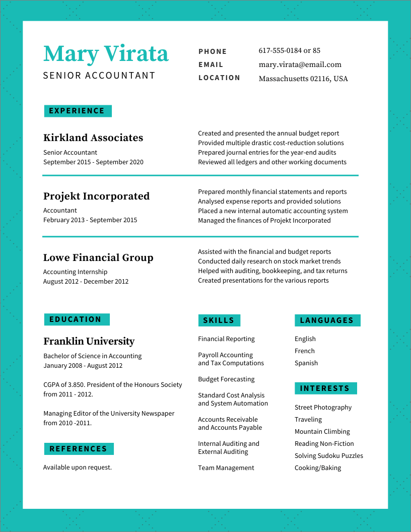Top 19 Resume Canva Free En Iyi 2022
