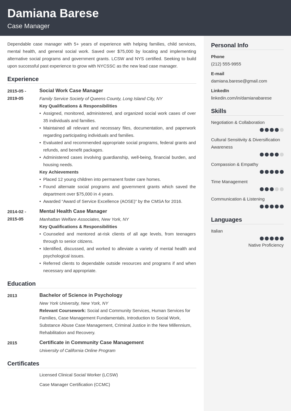 Case Manager Resume Samples Objective Job Description 