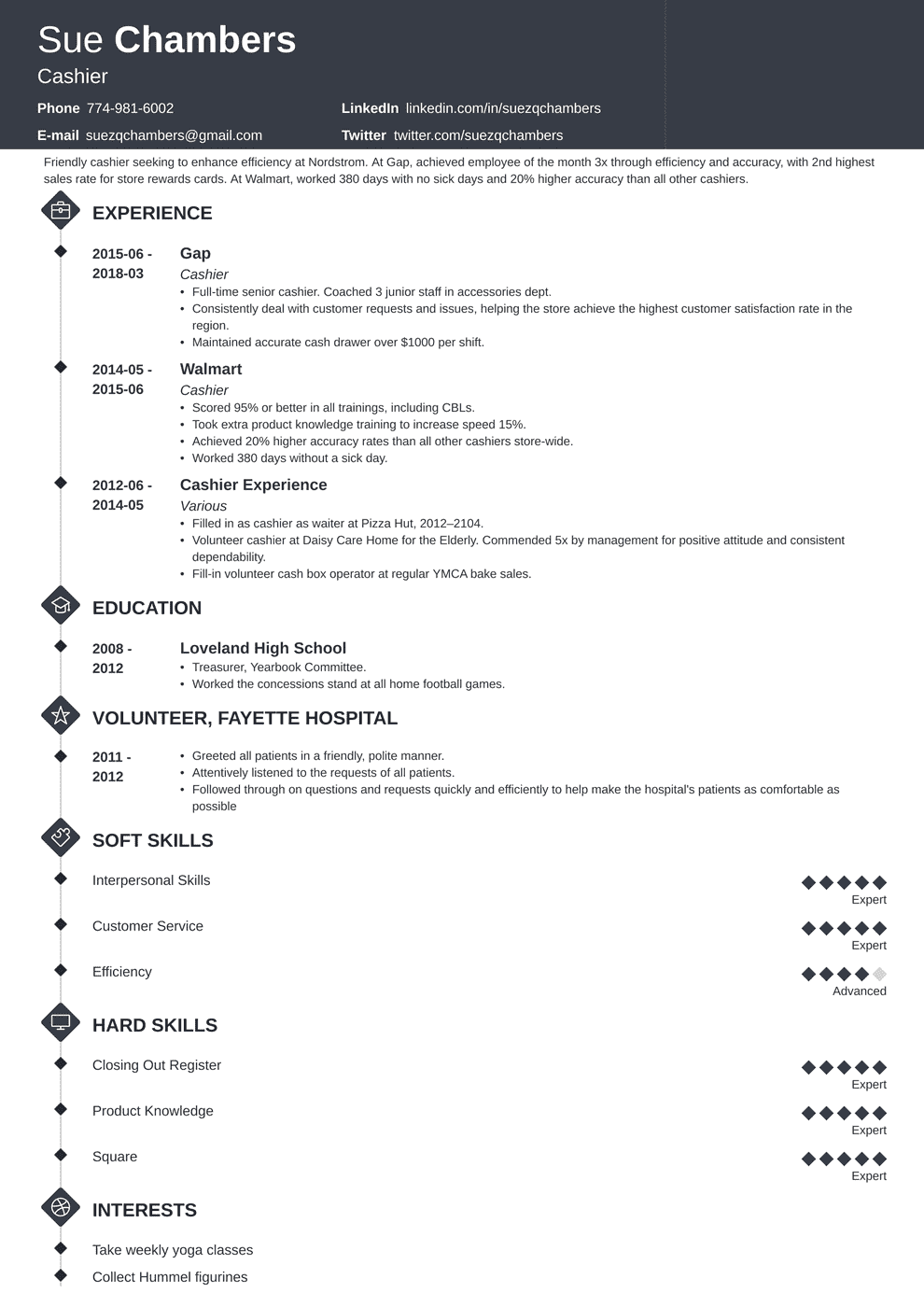 Cashier Resume Examples Sample With Skills Tips 