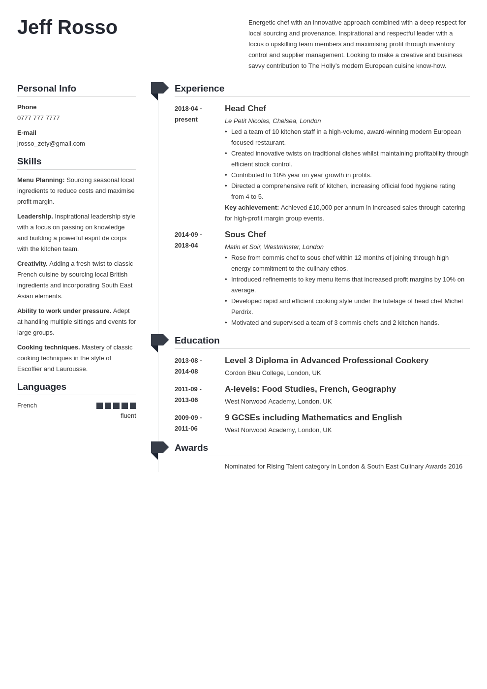 Chef CV Examples, Template & Writing Guide for 2025