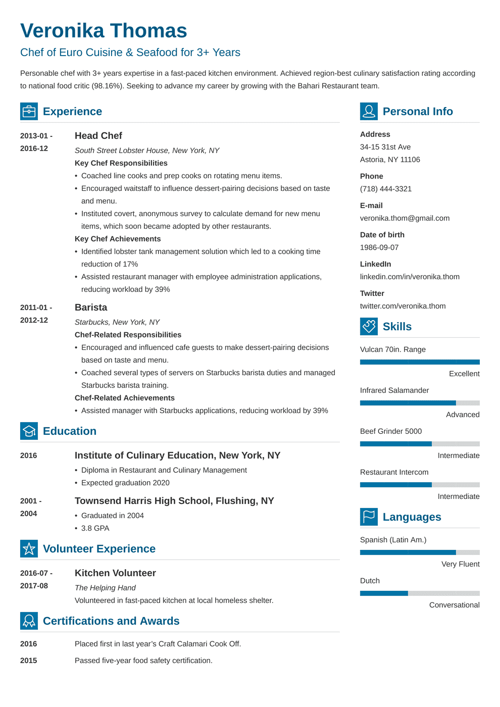 Chef Resume Examples Template Essential Skills