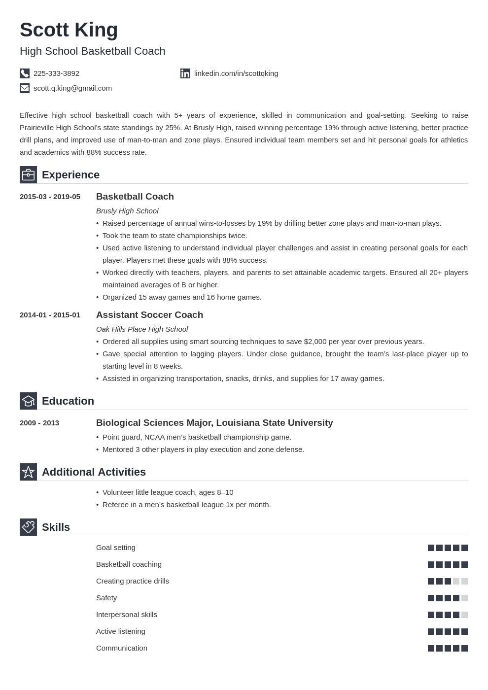 Coaching Resume Template Word