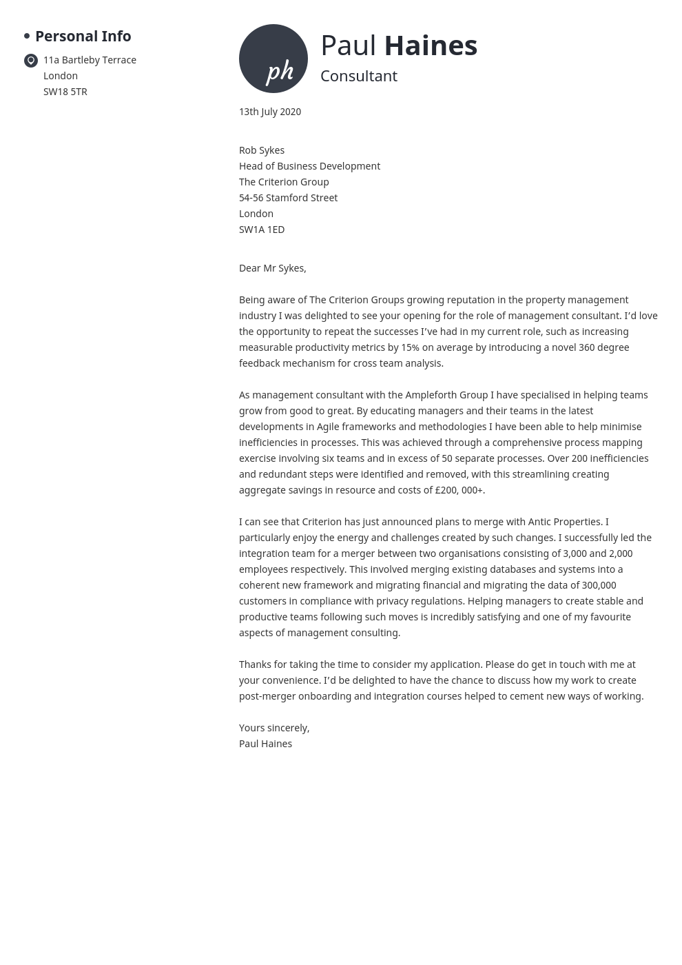 Consulting Cover Letter Example Writing Tips For 2023