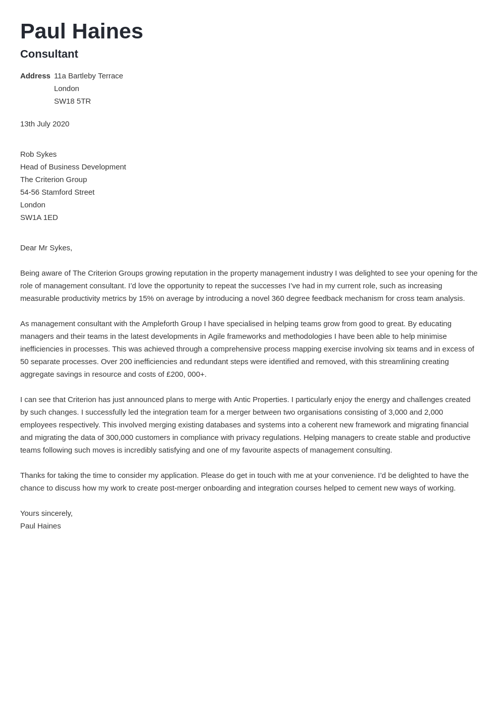 Consulting Cover Letter Example Writing Tips For 2023