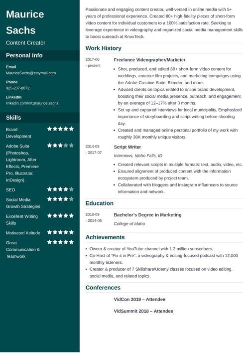 Crafting A Standout Content Creator Resume 2025