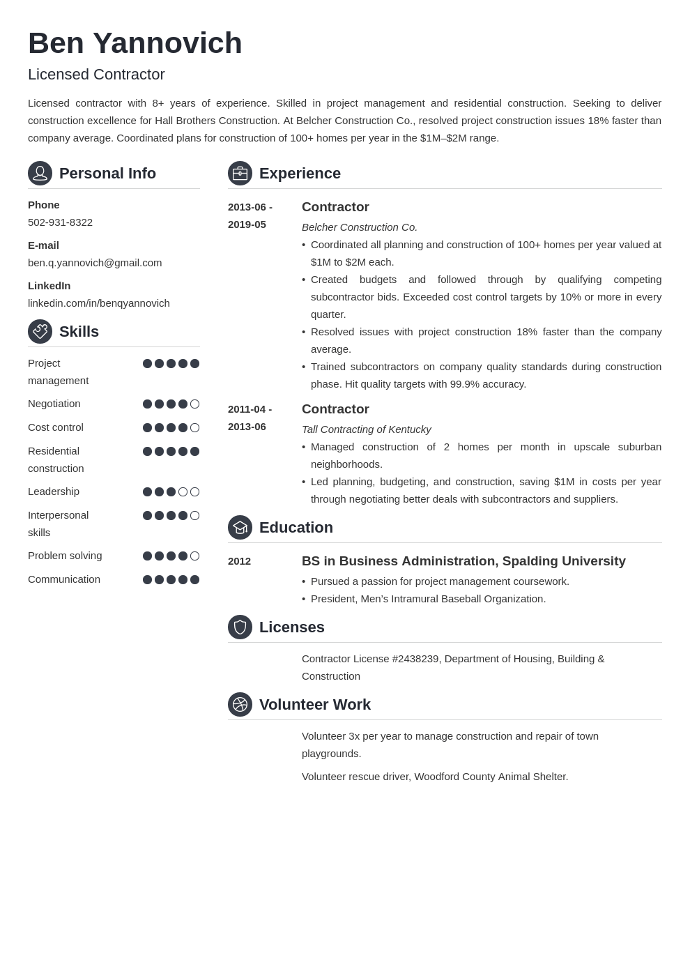 Contractor Resume Samples General Independent More 