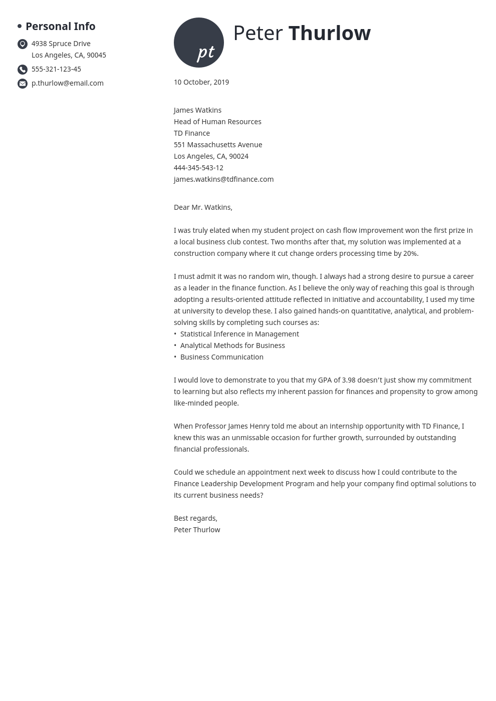 Internship Cover Letter With Examples Writing Tips