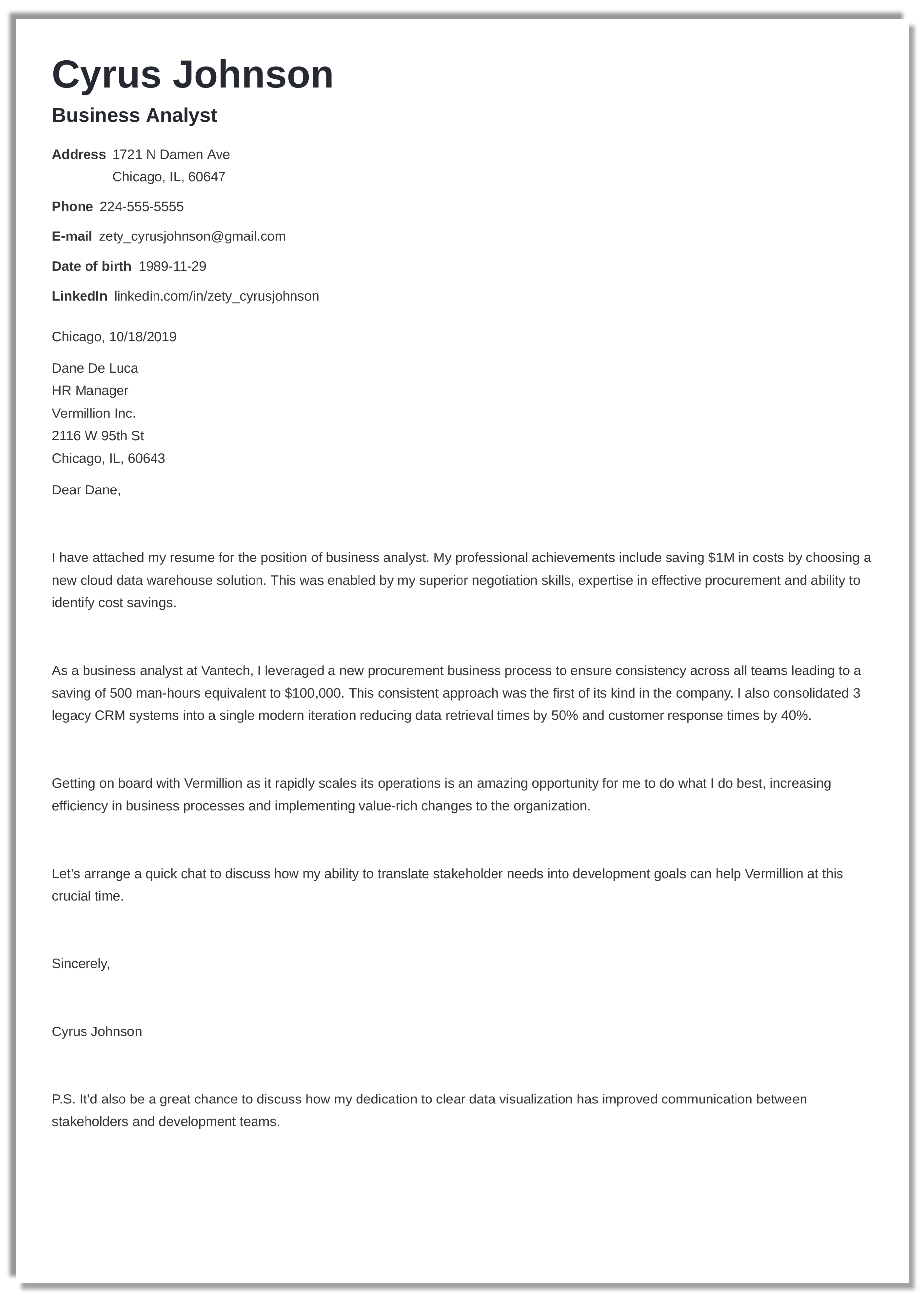 Cover Letter Layout Example And 20 Rules