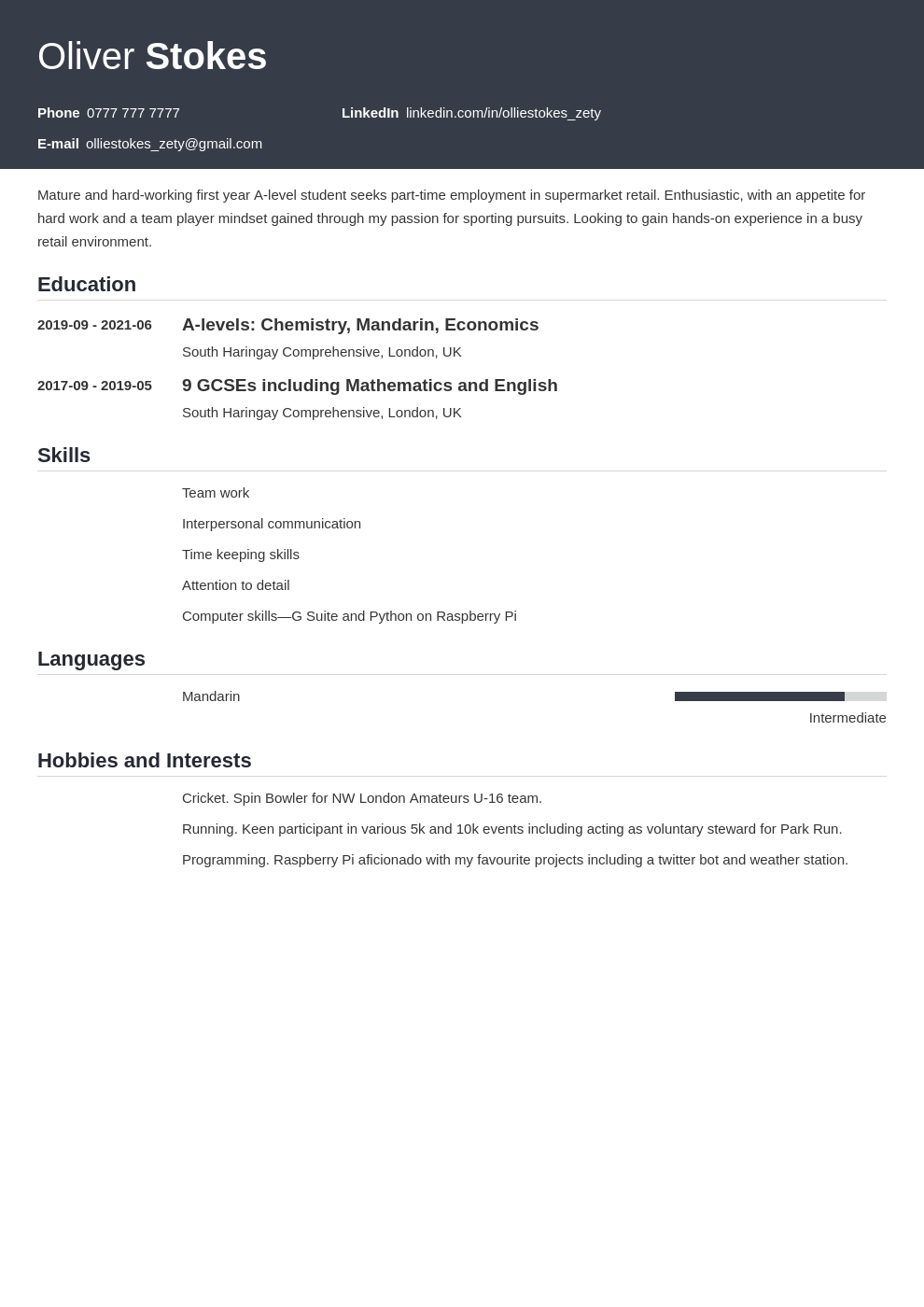 How To Write A CV For 16 Year Olds Teenager CV Sample 