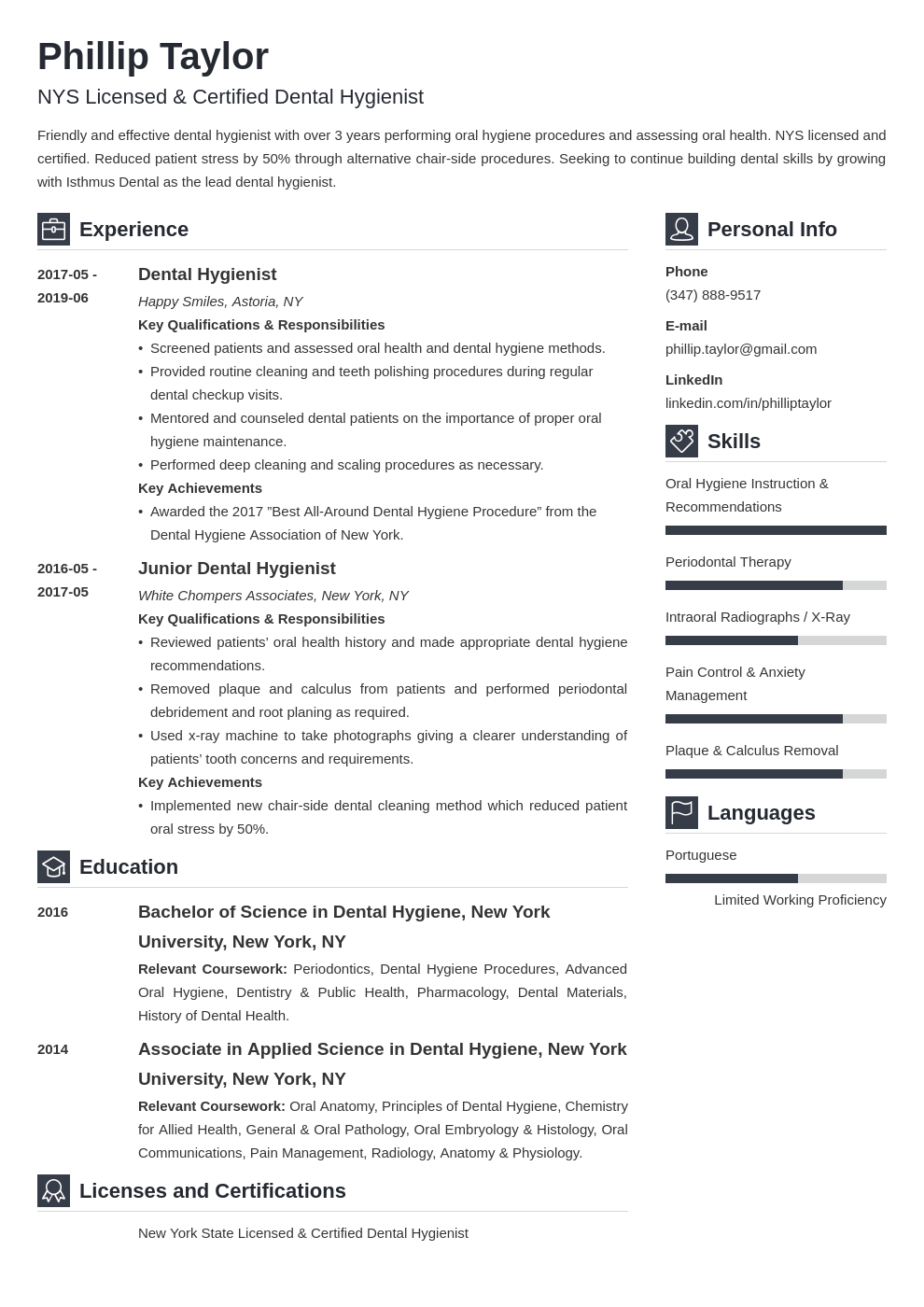 Dental Hygienist Resume Samples Guide 20 Examples 