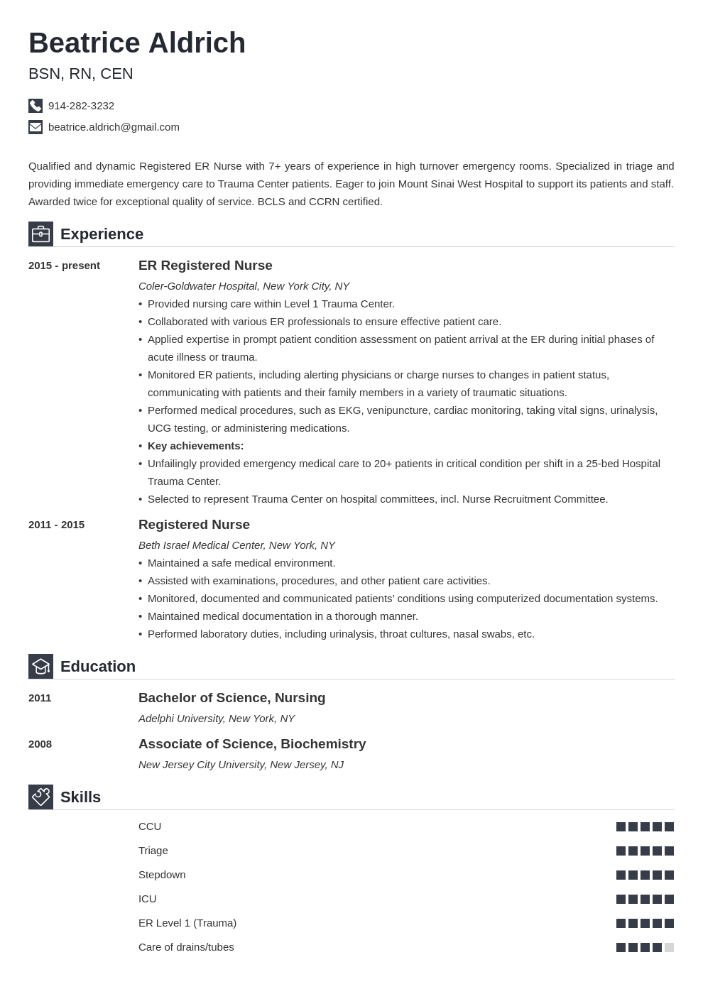 Sample Emergency Room Nurse Resume OwenAlm Blog