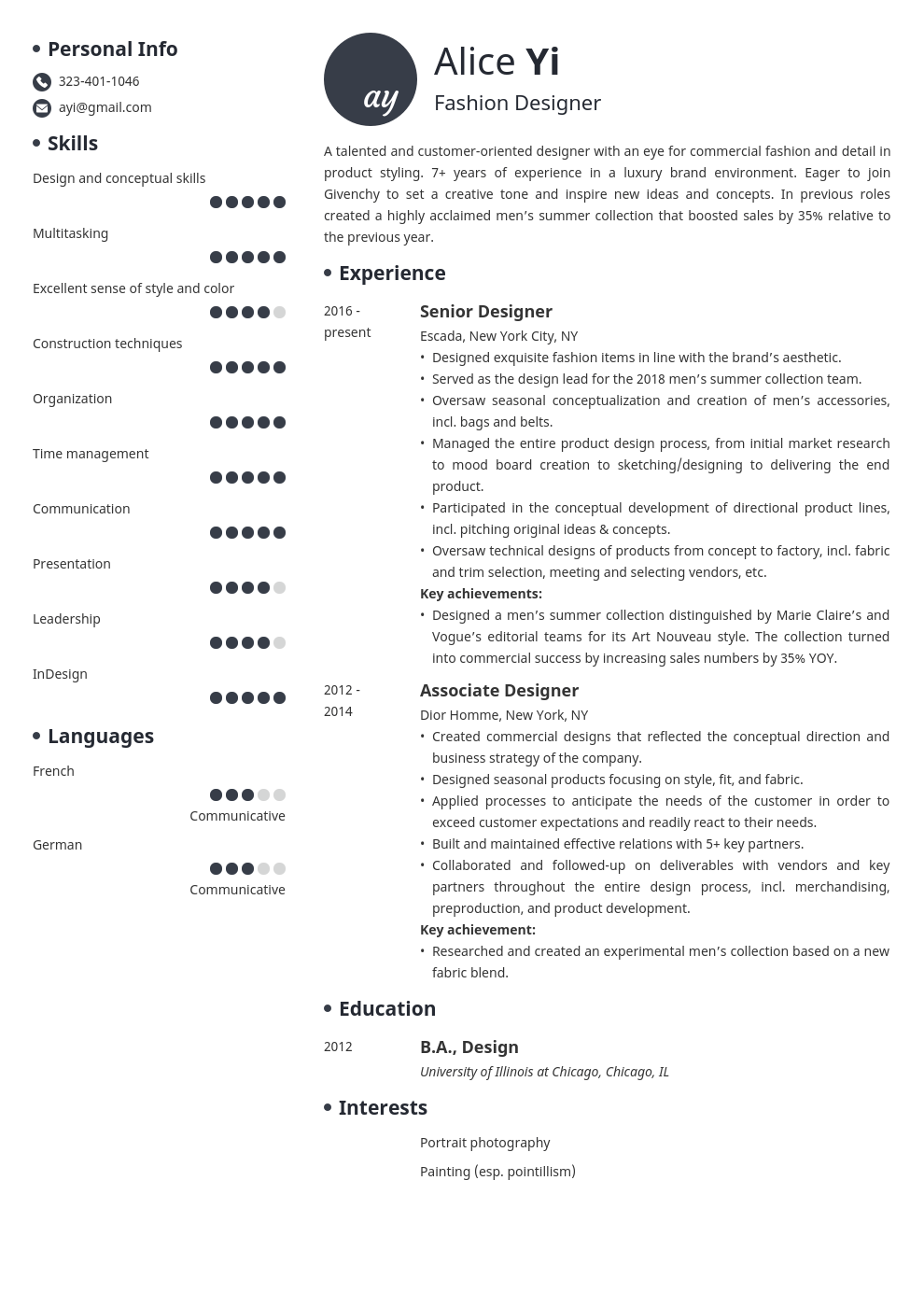 Career Objective For Fashion Designer Seeking For A Job In A Dynamic 