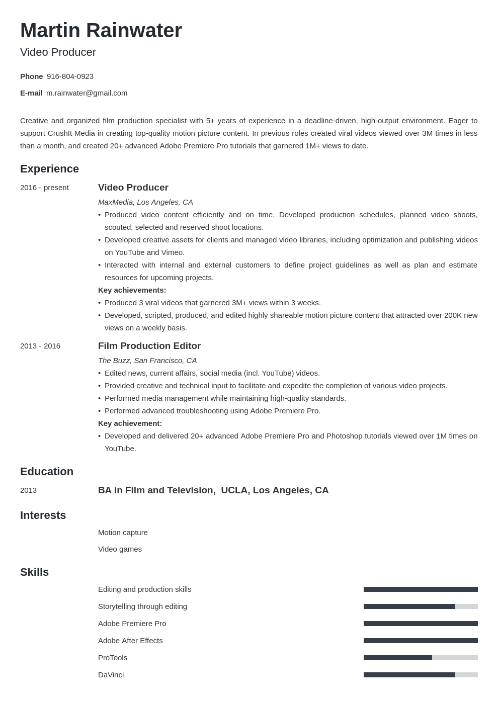 Film Resume Sample Writing Guide 20 Tips 