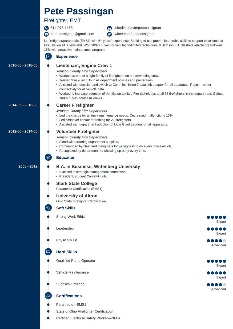 Firefighter Resume Examples Template Guide 20 Tips 