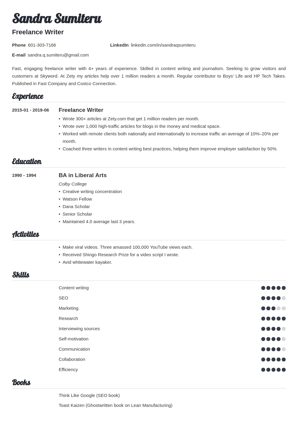 Contoh Cv Freelancer Retorika Contoh Cv Freelancer Retorika
