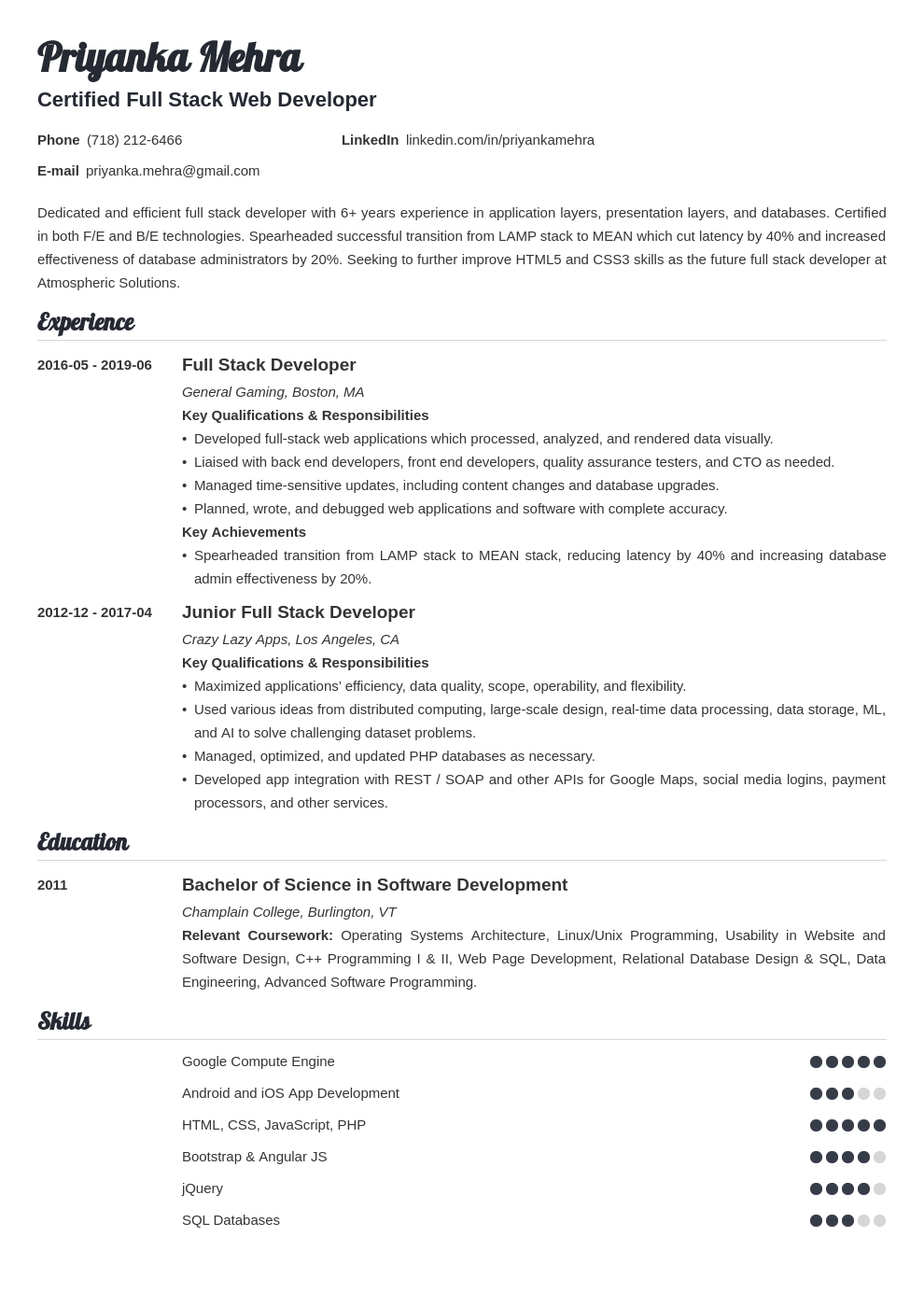 Full Stack Developer Resume Examples 2024 Edited 