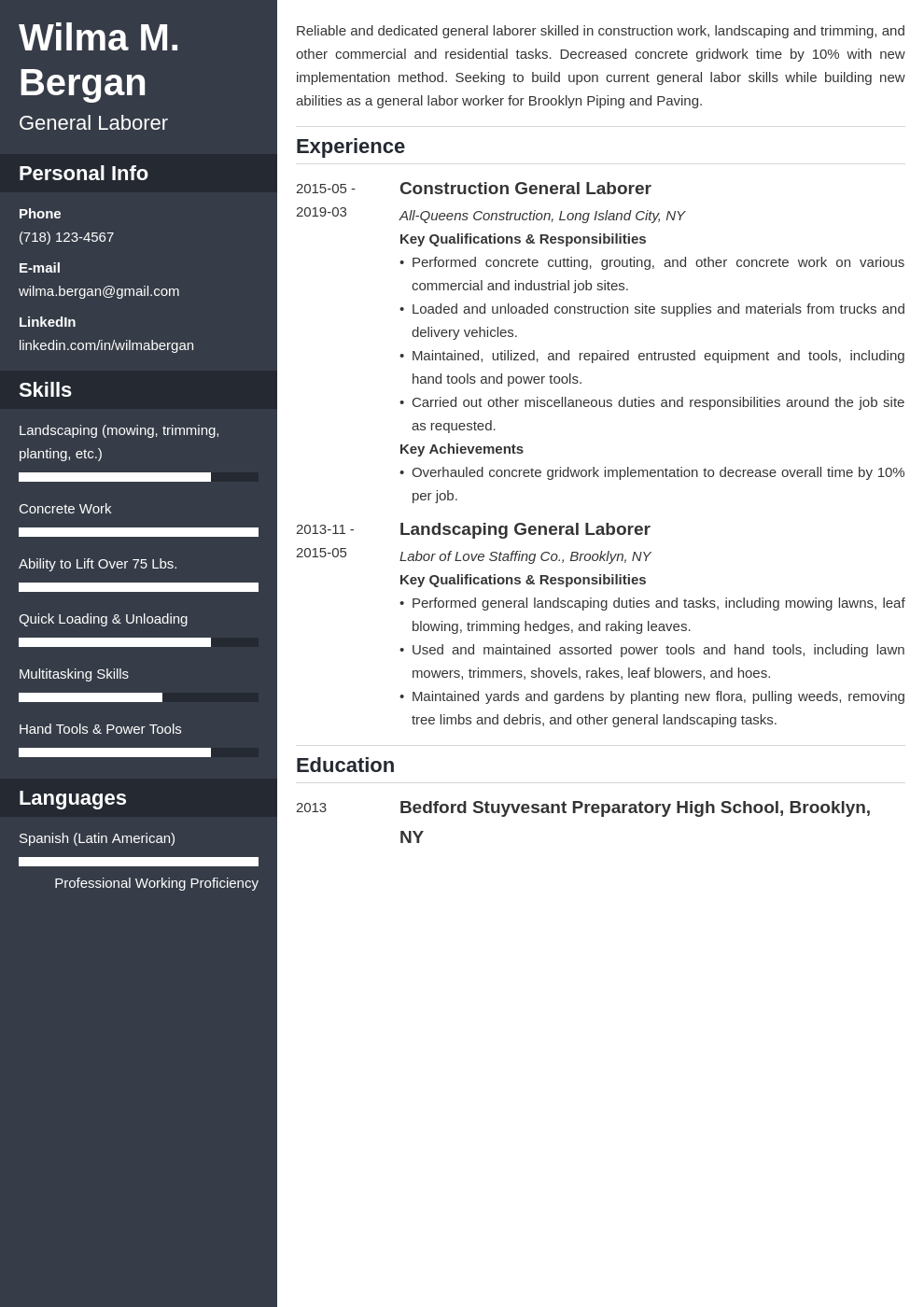 General Laborer Resume Sample With Job Description