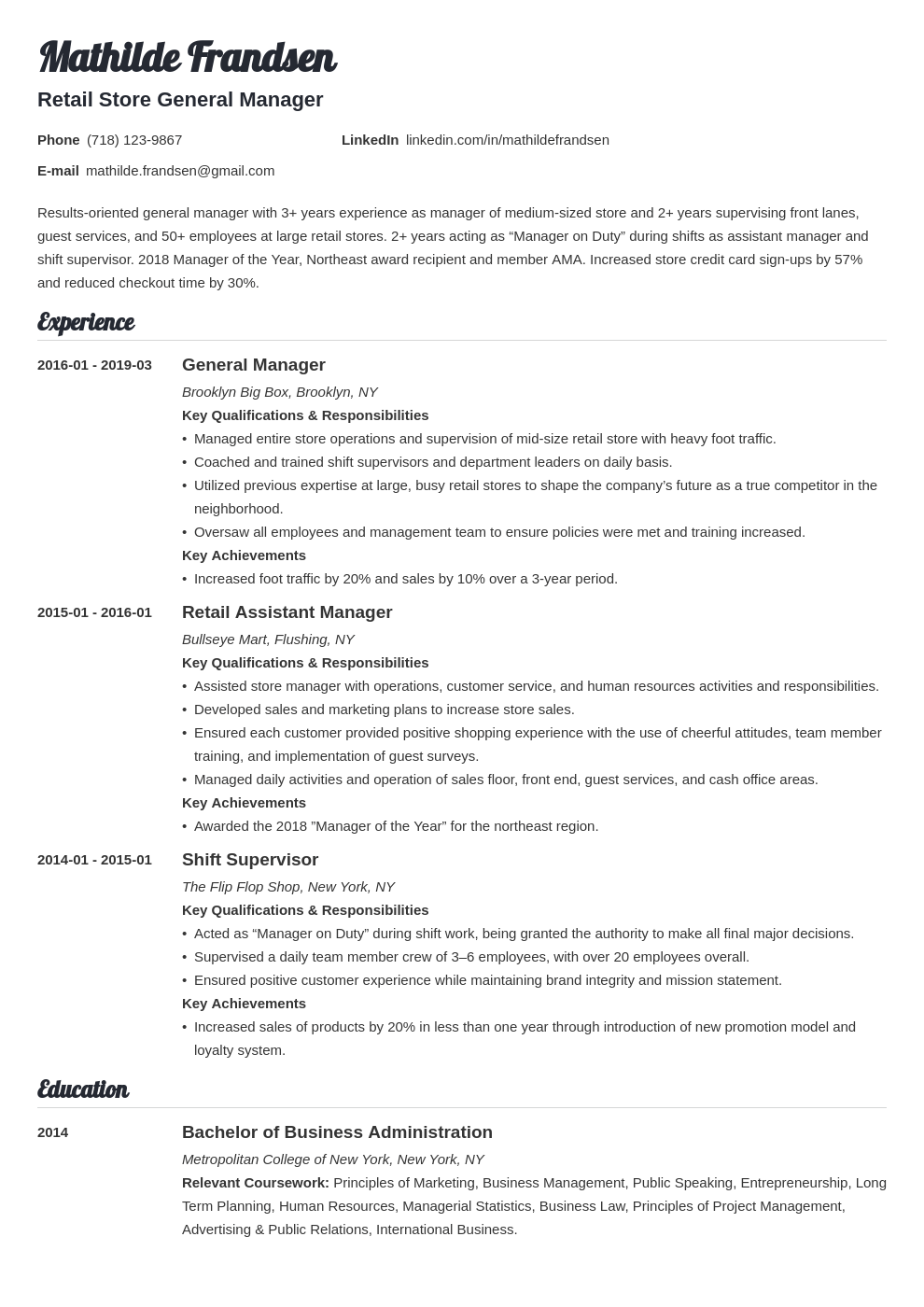 General Manager Resume Template Guide 20 Examples 