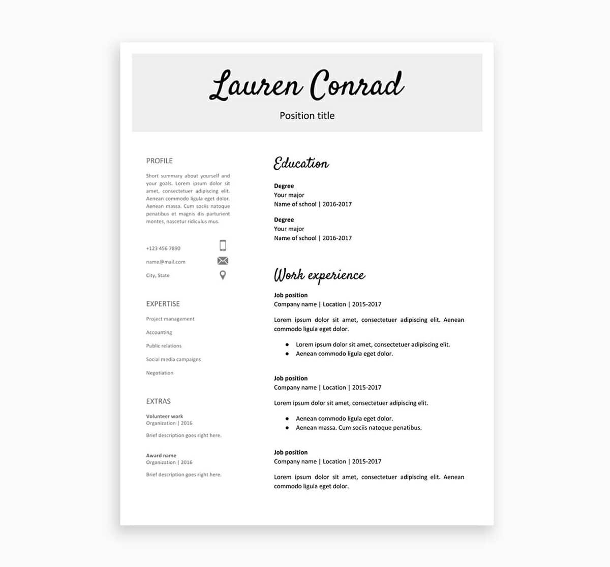 Curriculum Vitae Template Download Doc