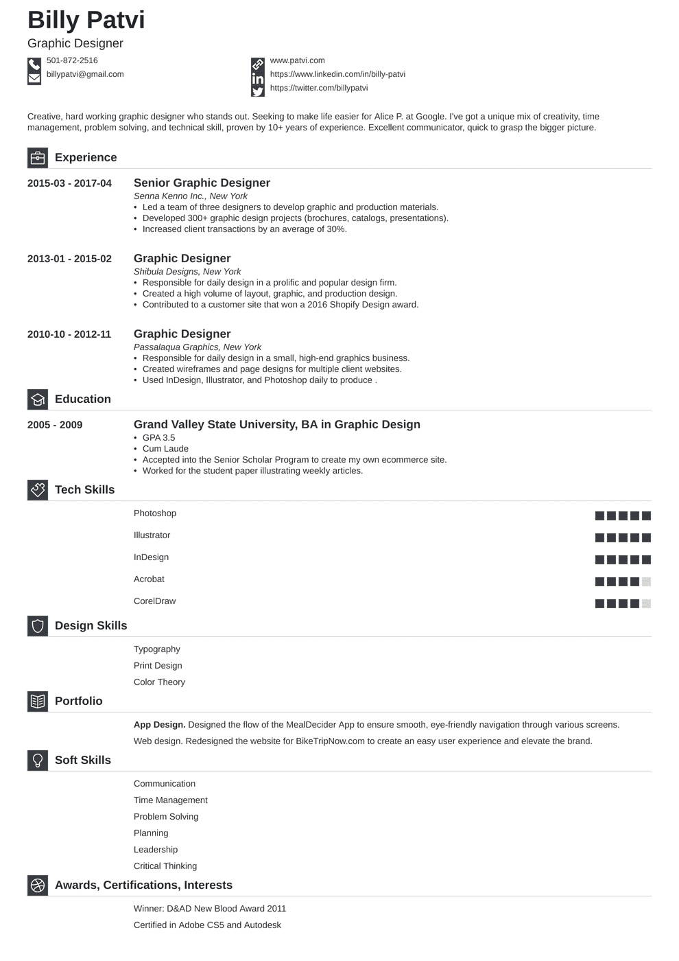 Graphic Designer Resume Sample Skills For 2024