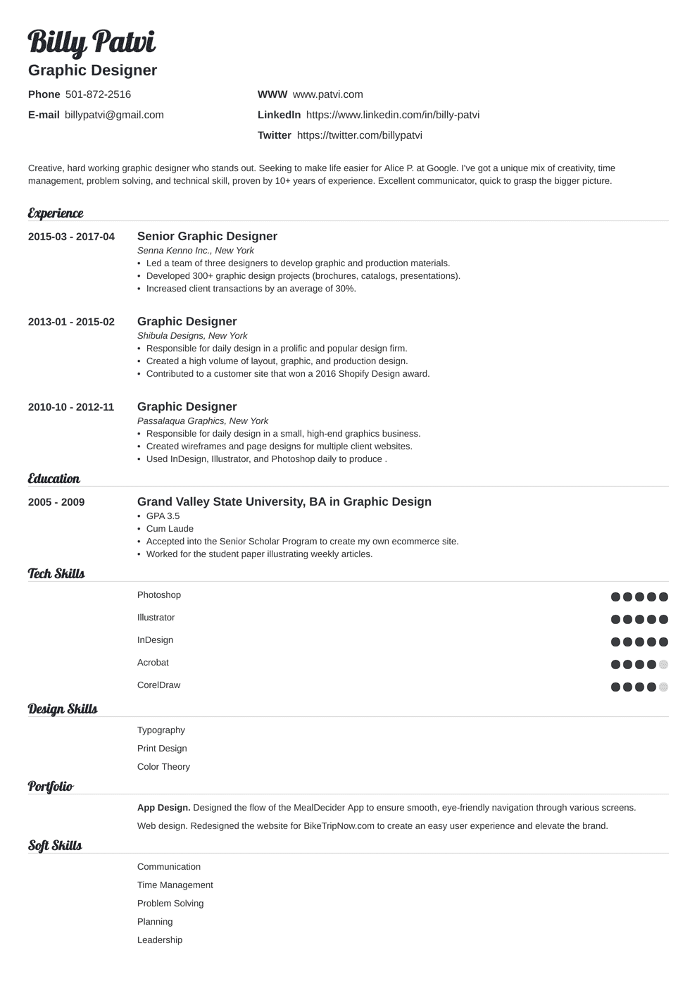 Adobe Photoshop Skills Resume