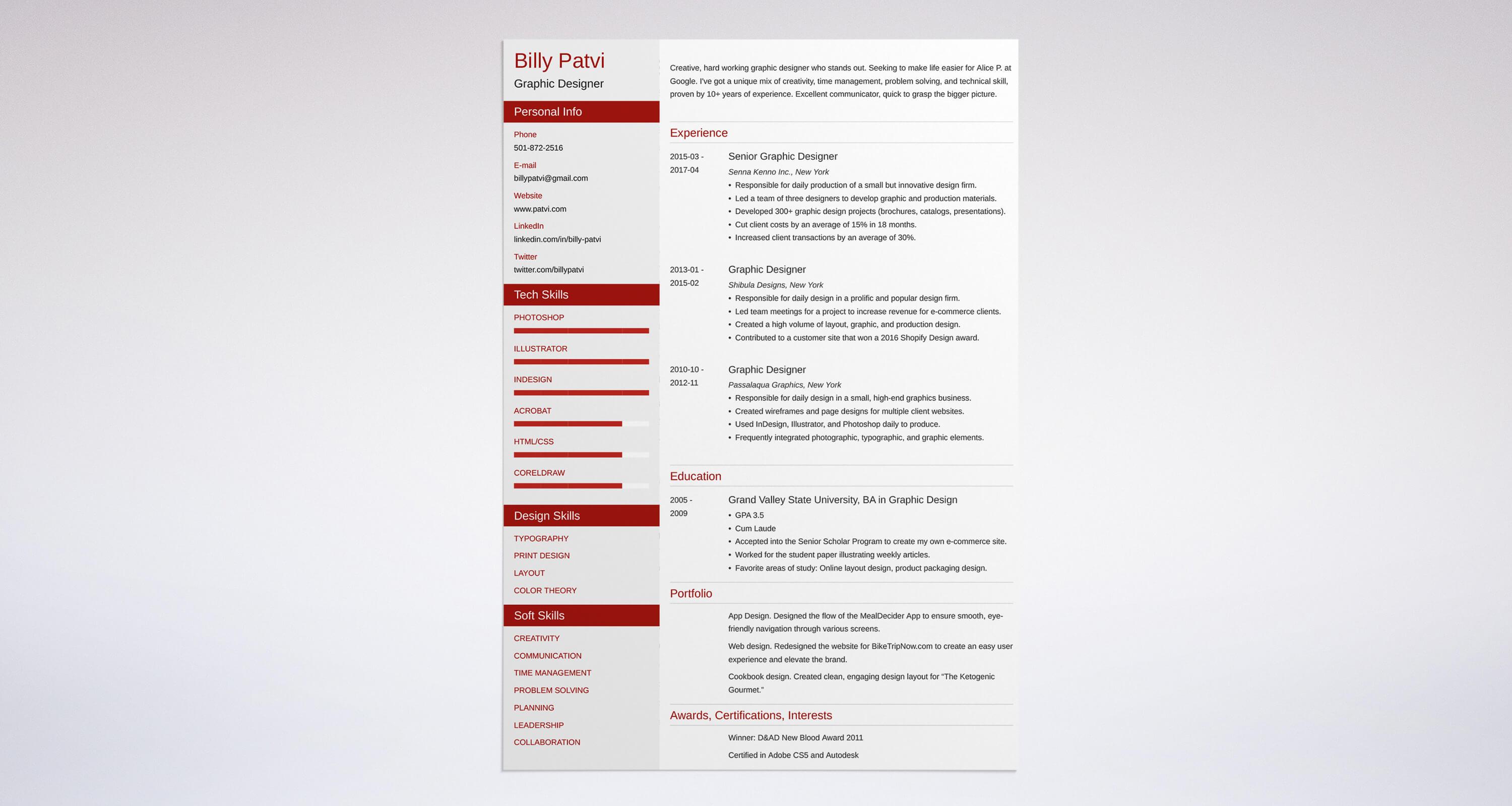 Graphic Designer Resume Sample Skills For 2024