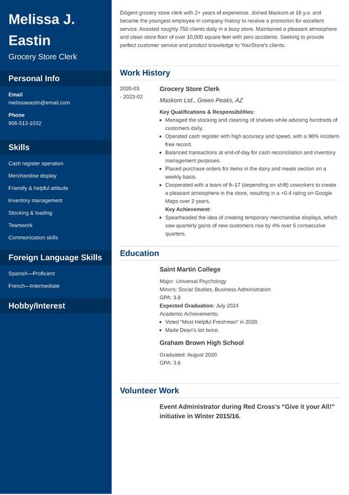 Grocery Store Resume Example, Skills & Tips (+No Experience)